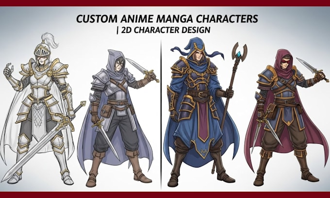 Draw custom anime manga characters illustrations 2d character design ...