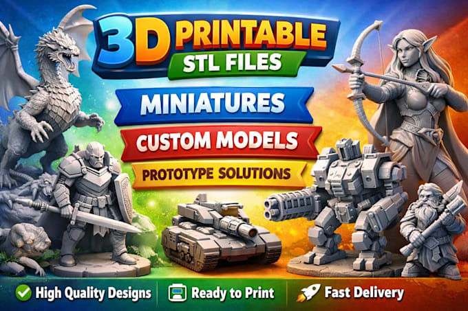 3d printable stl files, miniatures custom 3d models prototype solutions ...