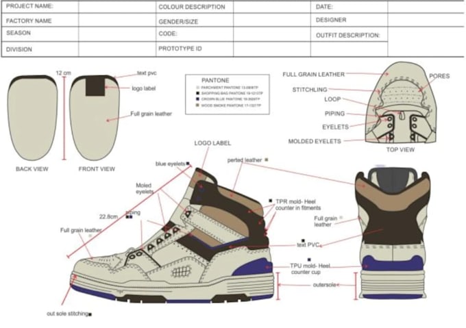 Design tech pack shoe shoe tech pack custom shoe design for ...