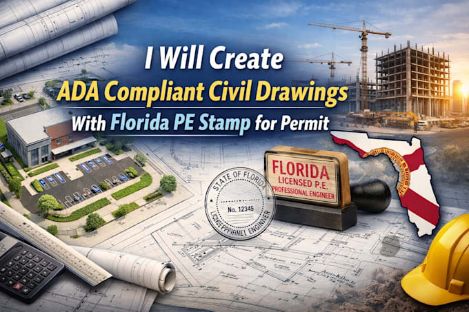 Create ada compliant civil drawings with florida pe stamp for permit by ...