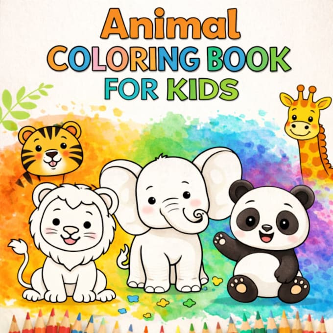 Create custom animal coloring book pages for kids by H48588479h | Fiverr