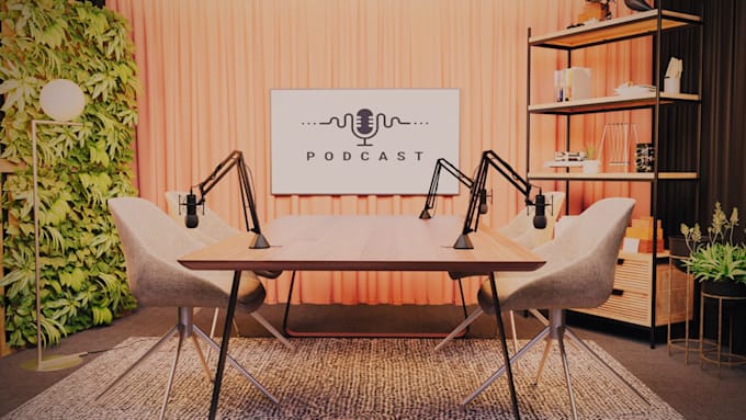 Do 3d podcast studio, recording booth, creative workspace, studio ...