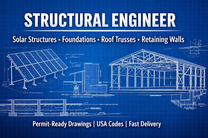 Structural engineer solar frame retaining wall roof truss foundation ...