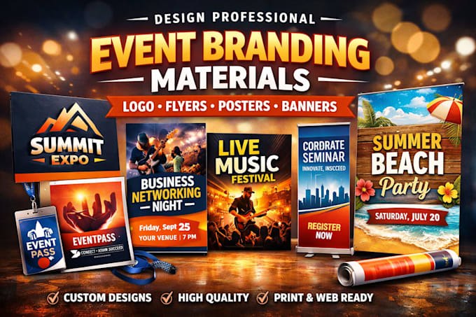 Design professional event branding materials logo flyers posters and ...
