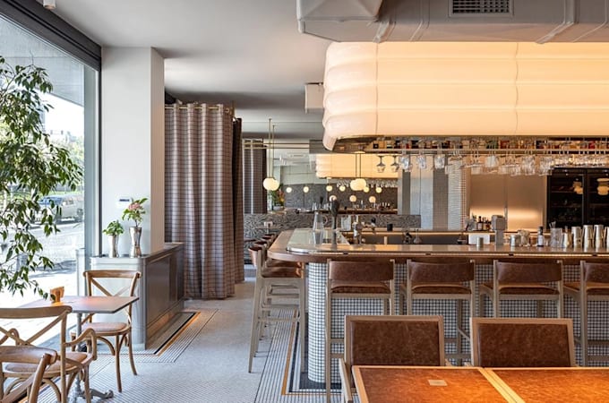 Decorate 3d restaurant interior,dining zones, furniture layout,fast ...