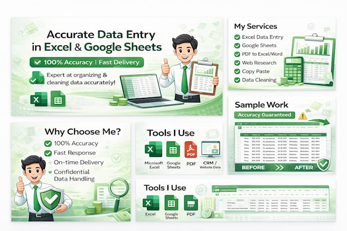 Do accurate data entry in excel and google sheets by Hasanmahmud_94 ...