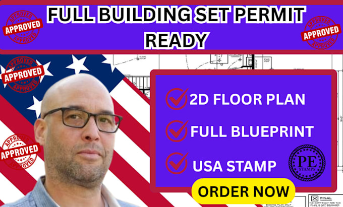 Full building set,mep permit,permit approval,roof plan,beam layout,usa ...