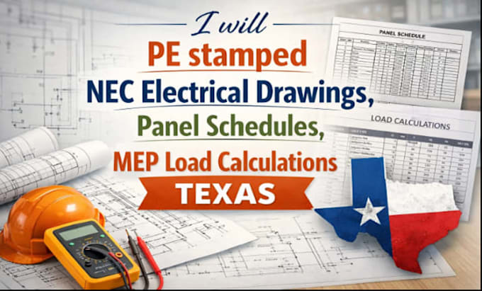Pe stamped nec electrical drawings, panel schedules, mep load ...