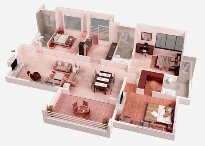 Sketchup 3d floor plan, architectural 3d design for interior and ...