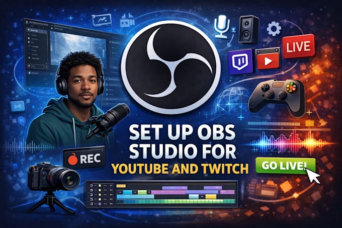 Set up obs studio for youtube and twitch by Stephen_onz | Fiverr