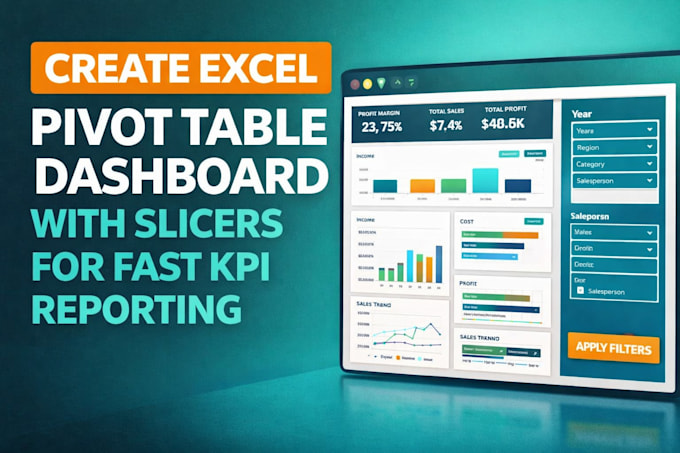 Create excel pivot table dashboard with slicers for fast kpi reporting ...
