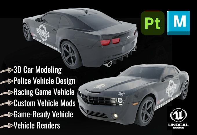 Create game ready 3d car models, police interceptor vehicle for unity ...