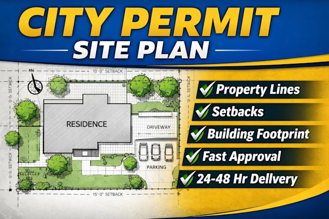 Draw a professional site plan for city permit approval by Oola889 | Fiverr