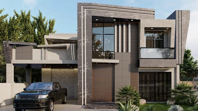 Reconstruct building exterior,layout plan,modern decor,elevation plan ...