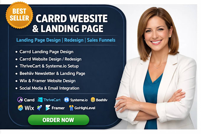 Design carrd website, carrd landing page design, beehive, systeme io ...