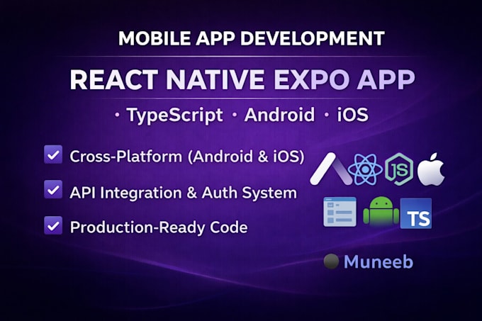 Develop a react native expo mobile app using typescript by Muneebkhalid556 | Fiverr