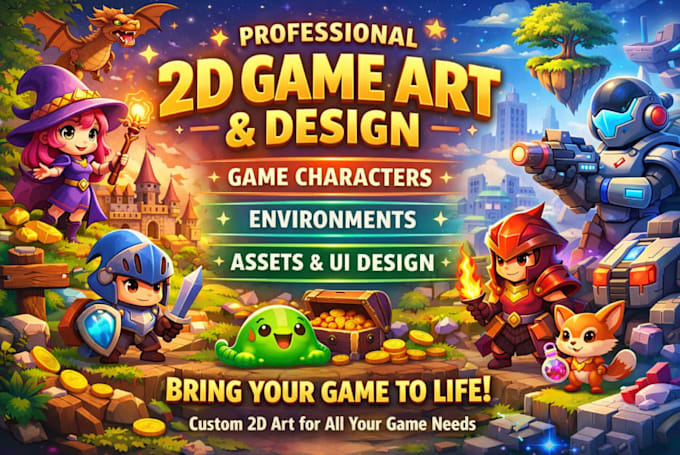 2d game art, game character design, 2dgame assets, game environment ...