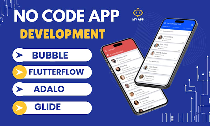 Build a no code app using bubble, adalo, glide, flutterflow and develop ...