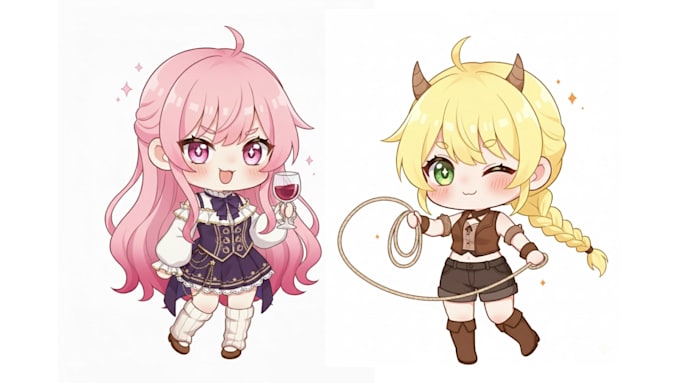 Draw cute anime chibi art character design for pfp, sticker, and sheets ...