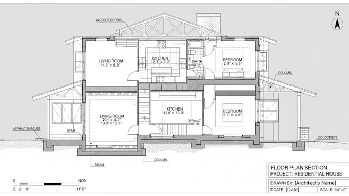 Complete floor plan, section drawing, architectural design house plan permit by Kleinth24 | Fiverr