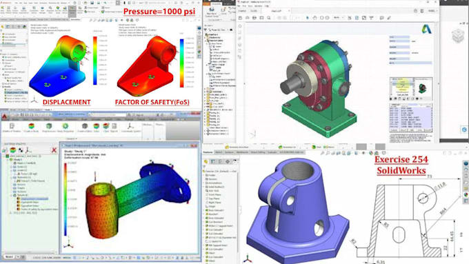 Do solidworks parametric cad design fea simulation stress analysis cad ...
