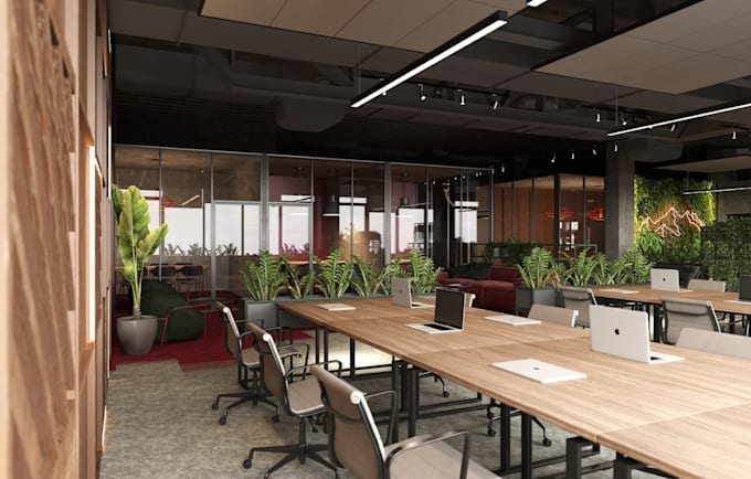 Revamp industrial biophilic office,workstation space,high end interior ...