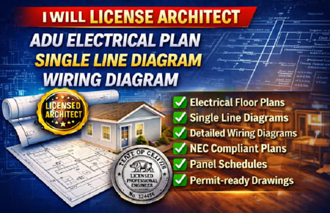 License architect adu electrical plan single line diagram wiring ...