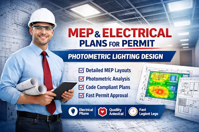 Design mep photometric lighting grading and electrical plans for permit ...