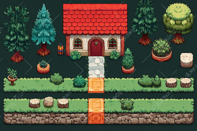 Do pixel art tileset pixel animation sprite sheet game art assets pixel ...