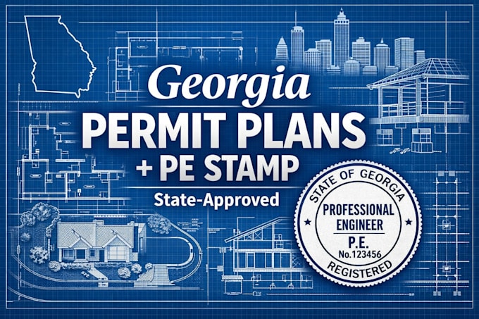 Create georgia architectural permit drawings and provide a licensed pe ...