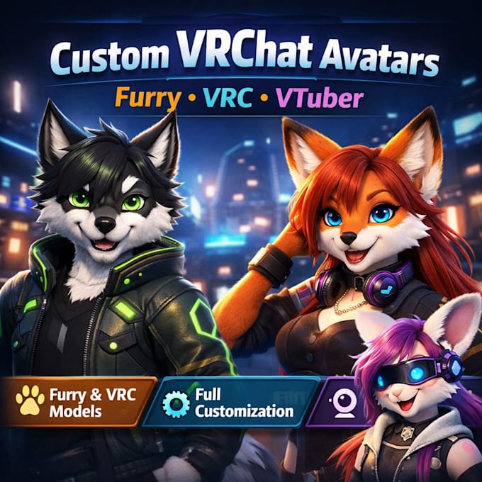 Make vrc avatar for your youtube, twitch, kick, vrchat avatar, avatar ...