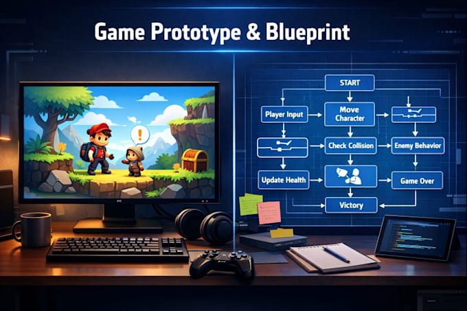 Build a playable game prototype and blueprint for your game idea by ...