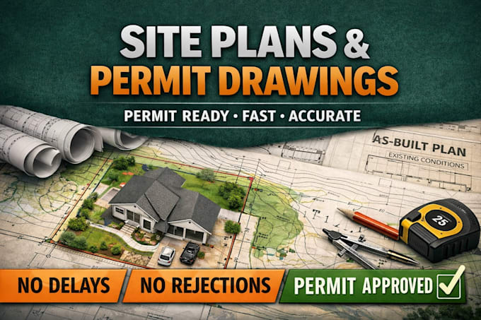 Draft site plan plot plan topo map as built and permit drawing by ...