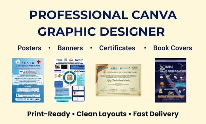 Design professional posters, banners and certificates using canva by ...