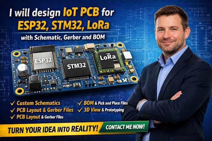 Design iot pcb using esp32, stm32 or lora with schematic, layout ...