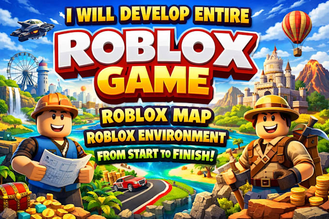 Develop entire roblox game, roblox map, roblox environment from start ...