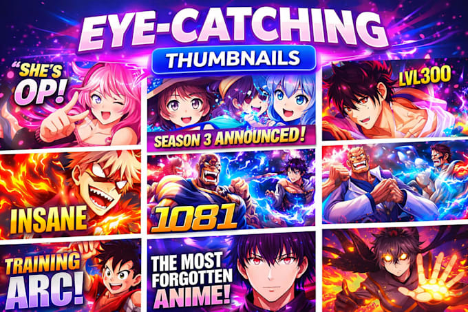 Design anime thumbnails that attracts viewers by Teslimmrman | Fiverr
