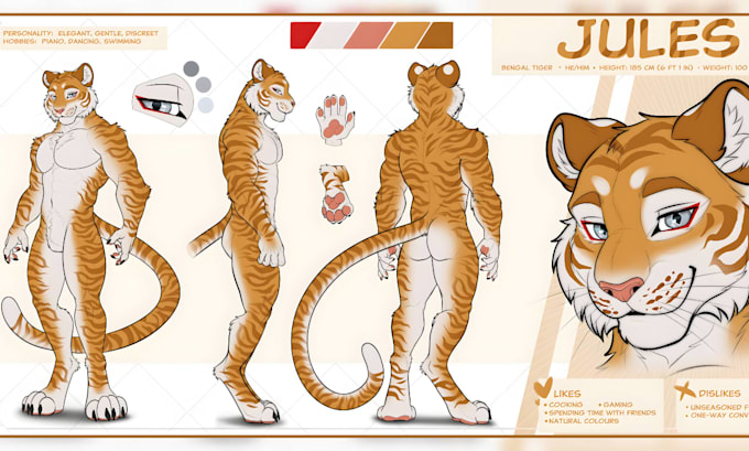 Draw furry character reference sheet, fursona art, character art furry ...