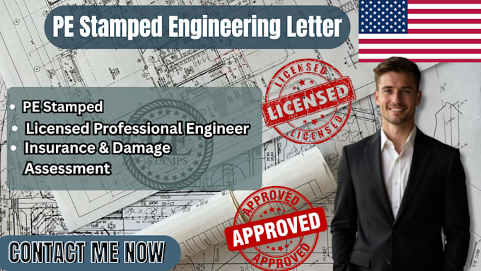 Provide a pe stamped engineering letter for insurance or damage ...