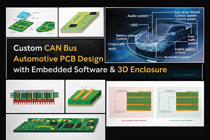 Custom can bus automotive pcb design with embedded software and 3d ...