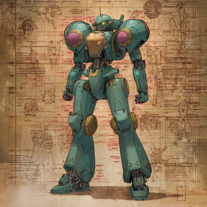 Draw mecha robot character sheet design by Gsqwataione | Fiverr