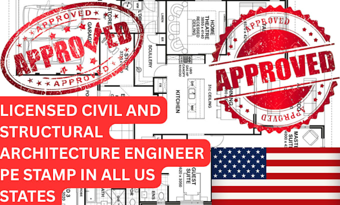 Licensed civil and structural architecture engineer pe stamp in all us ...