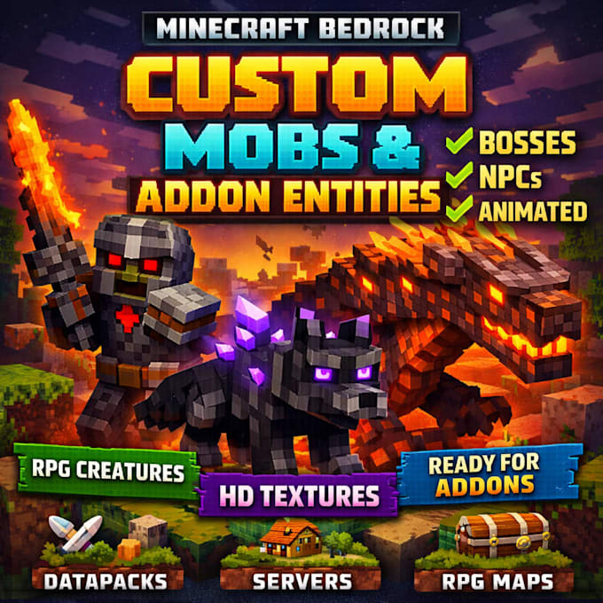 Create custom minecraft bedrock addon mobs, smp, entities and rpg ...