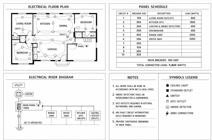 Prepare professional electrical drawings for residential permits by ...