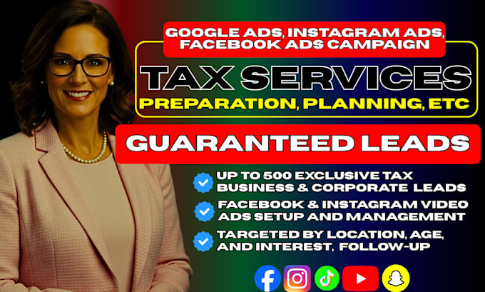 Run tax service google ads instagram facebook ads campaign, tax leads ...