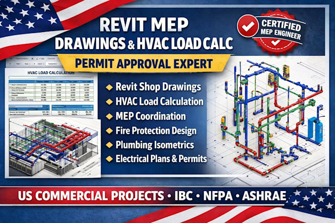 Revit mep shop drawings hvac load calc mep coordination permit plumbing ...