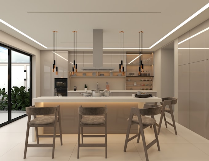 Design 3d kitchen realistic rendering, floor plan, commercial ...