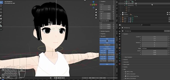 Blender 3d anime character rigging,emotes,rig,vseeface,retopology,vrm ...