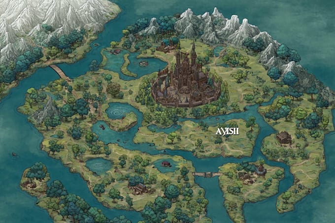Create a detailed fantasy map illustration for you by Dominikeach | Fiverr