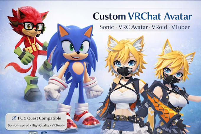 Create custom vrchat avatar sonic vrc avatar vr character mmd vroid ...
